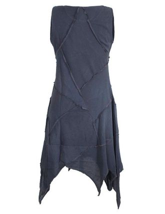 vishes Zipfelkleid Armloses einfarbiges Patchwork Zipfelkleid Hippie, Goa, Boho, Ethno Style