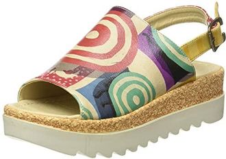 Dogo Gigi Sun Days Women Sandals Open Toe Flat Sandals Adjustable Back-Strap Daily Women Wedge Shoes Vegan Leather Multicolor Printed Design