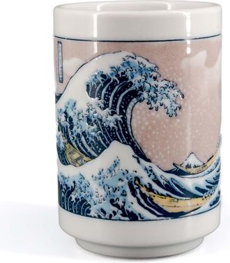 Generic KAIHA Tokinoyunomi Keramiktasse 250 ml &Oslash; 7,3 cm japanisch Tee-Tasse Keramik Wei&szlig; Blau Gelb Rosa