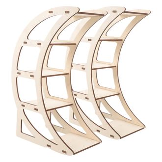 Lurrose 2 Stück Teiliges Holzregal Mondform Tischdekoration Kristallhalter Desktop Aufbewahrung Rustikal Vielseitig für Wohnzimmer Schlafzimmer Büro