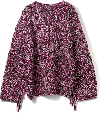 Ganni Graphic Wool Handknit Cardigan - Purple