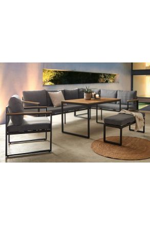 ambia GARDEN Gartenbank, Grau, Dunkelgrau, Metall, Textil, 1-Sitzer, F&uuml;llung: Schaumstoff, 110x37x32 cm, Gartenm&ouml;bel, Gartenb&auml;nke