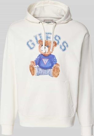 Guess Hoodie mit Label-Print und K&auml;nguru-Tasche