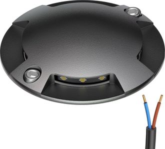 LEDs Com LED Bodenleuchte, Wegmarkierung RUNDA f&uuml;r au&szlig;en, IP67, 4-flammig, anthrazit, rund, 70mm &Oslash;, warmwei&szlig;