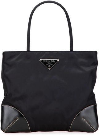 Prada Shopper - Vitello Trimmed Tessuto Tote - Gr. unisize - in Schwarz - f&uuml;r Damen