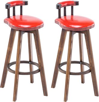 Generic Drehbare Barhocker, 2er-Set, 82,9 cm hohe, gepolsterte St&uuml;hle mit PU-Lederbezug und Holzbeinen f&uuml;r K&uuml;cheninseln, einfache Montage
