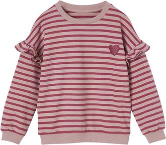Vertbaudet M&auml;dchen Ringel-Sweatshirt, Volant&auml;rmel Altrosa 146/152