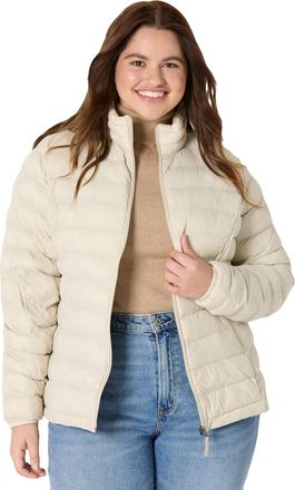 Amazon Essentials Damen Leichte, lang&auml;rmelige, wasserabweisende, packbare Pufferjacke (in &Uuml;bergr&ouml;&szlig;e erh&auml;ltlich), Stone, S