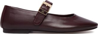 Tommy Hilfiger Ballerinas Tommy Hilfiger Buckle Leather Ballerina FW0FW09684 Braun