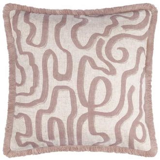 furn. Hoem Lina Abstrakt bedrucktes, federreiches Kissen - Zartrosa - 45 x 45 cm, Sanftes Rosa