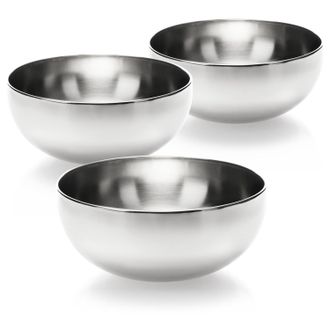 Com-Four 3-teiliges R&uuml;hrsch&uuml;ssel Set aus Edelstahl - &Oslash; 20 cm Edelstahlsch&uuml;ssel - multifunktionale K&uuml;chensch&uuml;ssel f&uuml;r Snacks - silberfarbene Metallsch&uuml;ssel - De