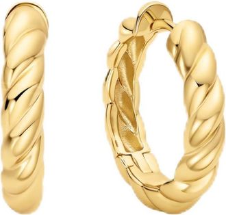 Ania Haie Damen Creolen TIDE ECHO aus 925 Sterling Silber 14k vergoldet, Durchmesser: 14,2 mm, inkl. Geschenkverpackung