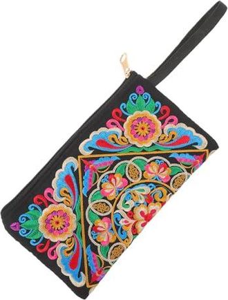 Beaupretty Pochette Ethnique Brod&eacute;e Motif Fleur de Gesang, Paquet de Soir&eacute;e Boh&egrave;me pour Femme, Fermeture &Eacute;clair S&eacute;curis&eacute;e, L&eacute;g&egrave;re et Compacte, Mariage, Voyages e