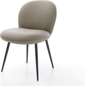 DELIFE Esszimmerstuhl Nube-Flex Echt-Leder Schlamm 4-Fuß konisch Schwarz Taschenfederkern, Esszimmerstühle