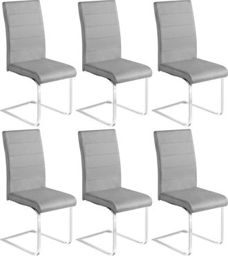 Woltu Esszimmerstühle 6er Set, Schwingstuhl, Freischwinger Stuhl, Küchenstuhl, Samtstuhl, Polsterstuhl, mit hoher Rückenlehne, für Esszimmer Esstisch Küche 