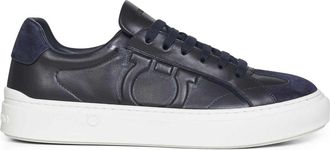 Ferragamo Homme, Chaussures, Bleu, Taille: 43 EU Gancini leather sneakers