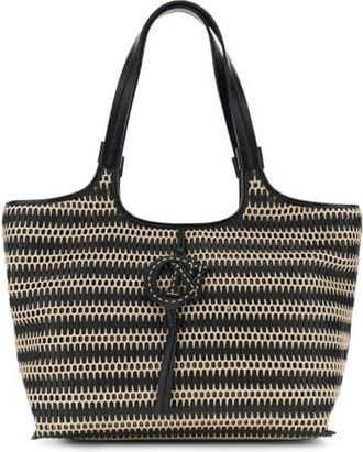 Caf&egrave;noir Sac De Courses Avec D&eacute;tails En Filet Et Surpiq&ucirc;res., Pour Femme, Couleur Noir, Taille Taille Unique