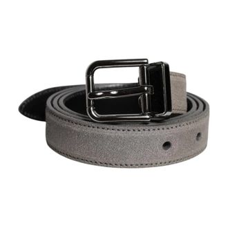 Dolce & Gabbana Homme, Accessoires, Gris, Taille: ONE Size Ceinture en cuir gris avec boucle en m&eacute;tal