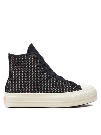 Converse Sneakers aus Stoff Chuck Taylor All Star Lift Platform Crochet A09829C Schwarz