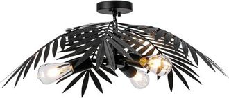 Newrays Vintage noir feuilles de noix de coco tropicales &eacute;clairage de plafond rustique arbre lumi&egrave;res salon salle &agrave; manger chambre lustre luminaires