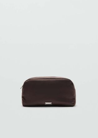 Mango Trousse de toilette satin&eacute;e &agrave; double poche chocolat - Femme - Taille unique - MANGO