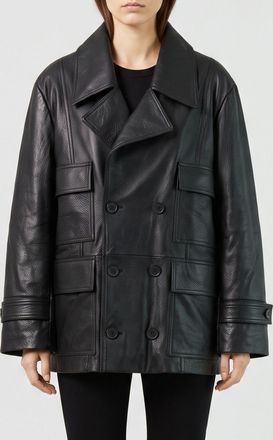 Sword 6.6.44 Veste de motard crois&eacute;e en cuir &agrave; la coupe d&eacute;contract&eacute;e