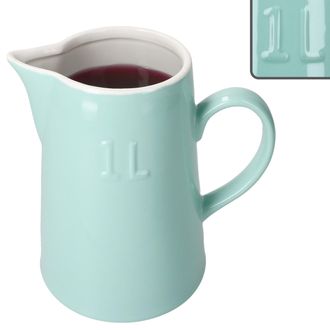 MamboCat Emilia Mint Krug 1L I Steingut Kanne in Pastellgr&uuml;n & Cremewei&szlig; I ideal f&uuml;r Wasser, Saft, Milch, Kakao & Limo I Fr&uuml;hst&uuml;ck, Brunch & Alltag I Karaffe m