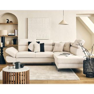 Best Mobilier Bestmobilier - Lisbona - rechts 5 pl&auml;tze schlaffunktion mit kopfst&uuml;tzen aus cordstoff - beige
