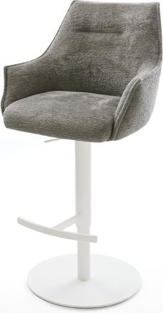 DELIFE Barstuhl Alja-Flex Boucl&eacute; Soft Schlamm Drehfu&szlig; h&ouml;henverstellbar Metall Wei&szlig; Taschenfederkern, Barst&uuml;hle