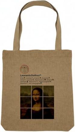 Fabulous Sac Shopping Tote Bag Aspect Lin - Leonard De Vinci La Joconde R&eacute;seaux Sociaux Peinture Peintre - Sac de Courses Toile Epaisse 360g Beige Naturel Caba