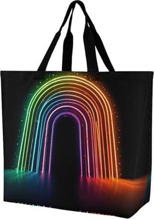 Generic Rainbow N&eacute;on Sac Fourre Tout L&eacute;ger Tote Bag Grand Sac &Agrave; Bandouli&egrave;re Pour Universit&eacute; Shopping Plage