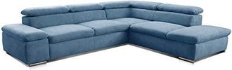 Cavadore Cavadore Ecksofa Alkatraz / L-Form Sofa groß mit Ottomanen rechts und verstellbaren Kopfteilen / Modernes Design und hochwertiger Webstoff-Bezug / Maß