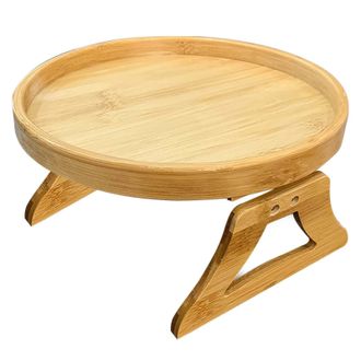 Generico Ripsest Clip - Tischtablett f&uuml;r Sofa-Arm | Clip am Sofatablett | Clip auf dem Seitentisch mit klappbarem Tischbein | Armlehnen-Tisch aus Holz f&uuml;r das 