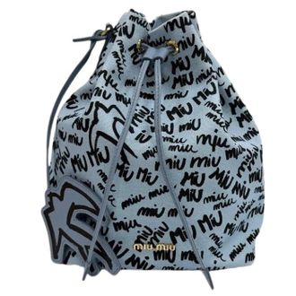 Miu Miu Sac seau en coton Pre-owned - Femme - Pre-owned - Bleu - Taille: ONE Size