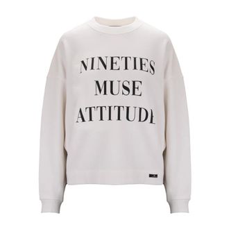 Elisabetta Franchi Baumwoll-Sweatshirt mit Buchstaben-Print - - Sweatshirts & Hoodies - Damen - Wei&szlig; - M