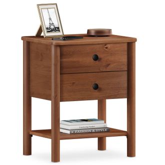 IDIMEX Nachttisch APOANA mit 2 Schubladen, Kastanie - Beistelltisch aus Massivholz mit Ablage und abgerundeten Kanten f&uuml;r Ihr Schlafzimmer modern & praktisch