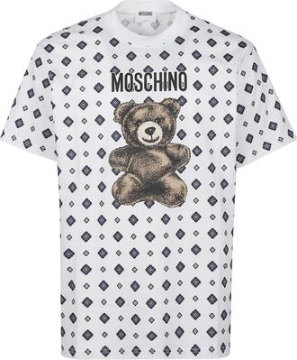Moschino Homme, Tops, Blanc, Taille: XL Teddy Printed T-Shirt
