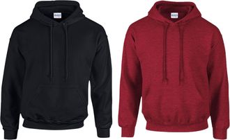 Gildan 2er Herren Kapuzenpullover Heavy Blend Set Hoodie Sweat M L XL 2XL 3XL 4XL 5XL in verschiedenen Farbsets & HLKauf-Block (1x Ant.Cherry Red, 1x Schwarz