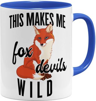 OM3 This makes me fox devils wild - Denglisch Tasse mit Spruch - Keramik Becher - 11oz 325ml - Beidseitig Bedruckt - Blau