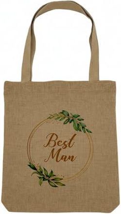 Fabulous Sac Shopping Tote Bag Aspect Lin - Best Man Wedding Engaged Flower Circle - Sac de Courses Toile Epaisse 360g Beige Naturel Cabas Port&eacute; Epaule Solide 