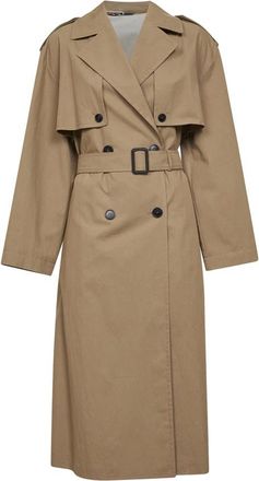 Max Mara Femme, Manteaux, Brun, Taille: 32 FR Trench-coat Fluide en Coton et Nylon