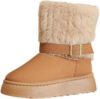 Generic Bottes de neige chaudes pour femme - Bout rond - &Eacute;l&eacute;gantes - D&eacute;contract&eacute;es - Semelle &eacute;paisse - Confortables - Classiques - En fourrure &eacute;paisse - &Agrave; enf