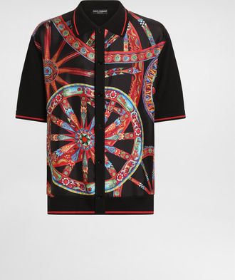 Dolce & Gabbana Hemd Aus Seide Mit Carretto-print - Mann Strickwaren Multicolor M