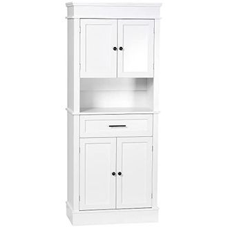HOMCOM Armoire de Cuisine Buffet Cuisine vaisselier Meuble de Rangement Style Moderne avec placards, &eacute;tag&egrave;res r&eacute;glables, tiroir, et Niche, pour Salle &agrave; Mange