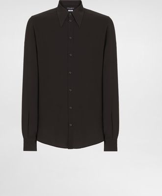 Dolce & Gabbana Hemd Aus Cr&ecirc;pe De Chine In Gold - Mann Hemden Mehrfarbig 39