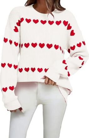 Generic Pull tendance en tricot pour femme pour la Saint-Valentin 2026, blanc, XL
