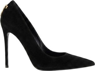 Elisabetta Franchi Femme, Chaussures, Noir, Taille: 40 EU D&eacute;collet&eacute; en daim avec d&eacute;tail logo