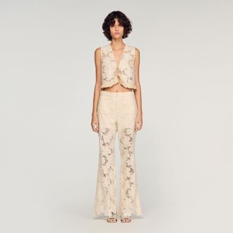 Sandro Top court en guipure &agrave; volant