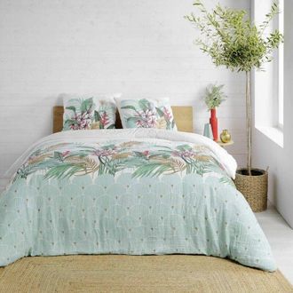 Douceur d'Intérieur Douceur Dintérieur - Housse de couette 220x240 cm + taies - Gaze de coton - Feuillage - Multicolore