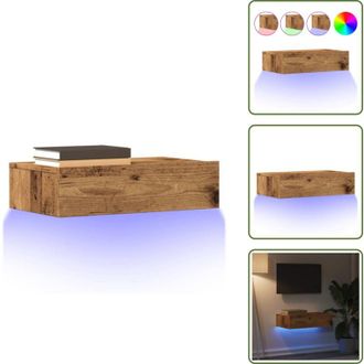 vidaXL Vidaxl - TV-Schrank mit LED-Leuchten Altholz-Optik 60x35x15,5 cm - TV-Schrank - TV-Schr&auml;nke - TV-St&auml;nder - TV-Bank